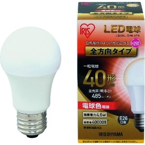LDA5L-G/W-4T5 (アイリスオーヤマ)｜40W形相当(全光束485lm以上)｜LED電球｜電材堂【公式】